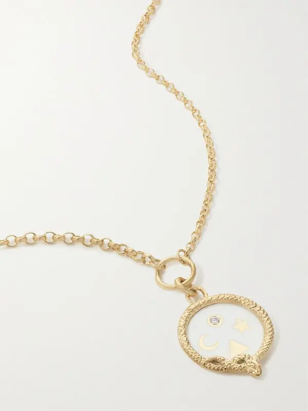 FOUNDRAE Wholeness 18-karat Enamel And Diamond Necklace - Gold