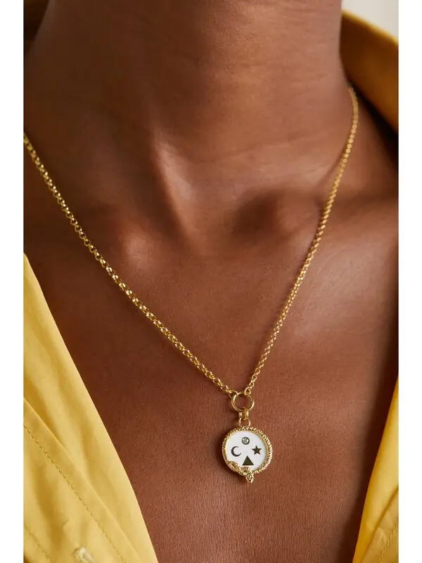 FOUNDRAE Wholeness 18-karat Enamel And Diamond Necklace
