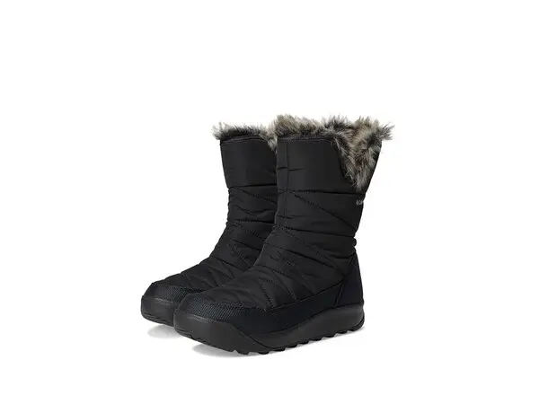 Columbia Minx Slip V Quilted Boots With Faux Fur Trim - Black/titanium Titanium