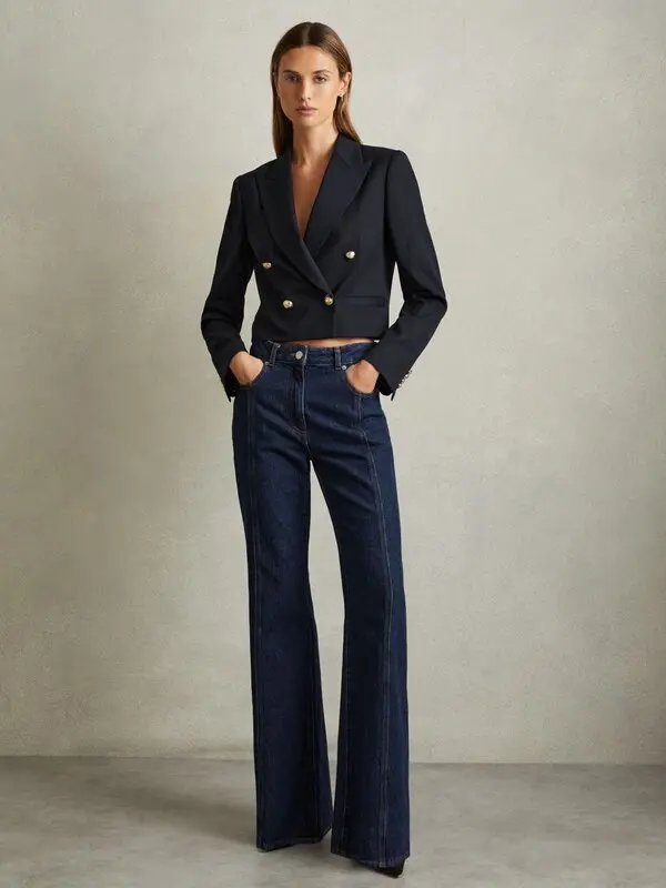 REISS Leigh Cropped Wool-blend Blazer