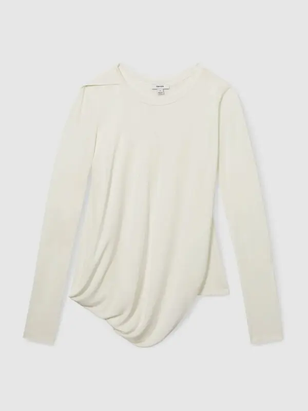 REISS Ellie Draped-jersey Top - Ivory