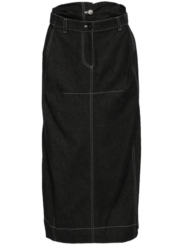 LOW CLASSIC Double Waist Maxi Denim Skirt