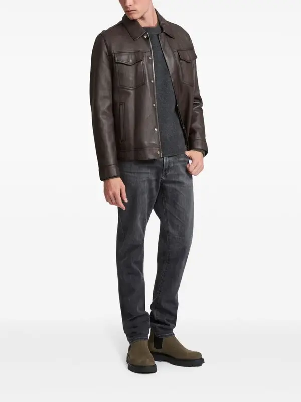 YVES SALOMON Denim-style Leather Jacket