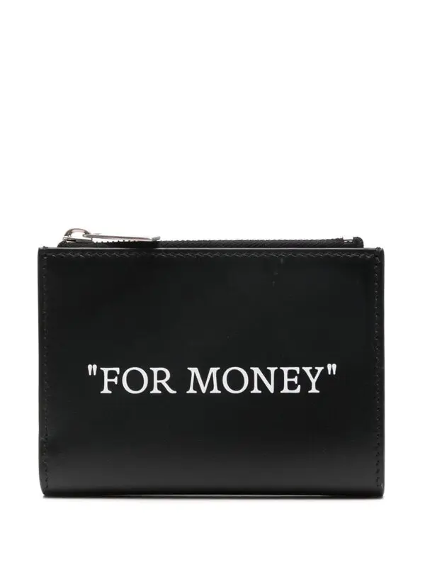 Off-White Slogan-print Leather Wallet - Black