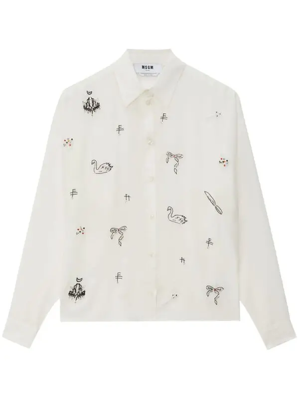 MSGM Beaded Button-up Shirt
