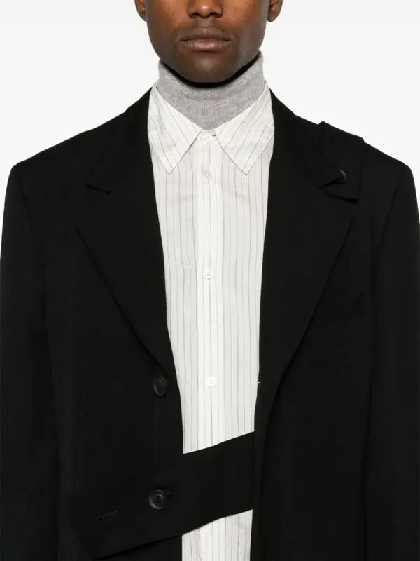 Buy Yohji Yamamoto Mid-length Wool Twill Coat - Black At 29% Off