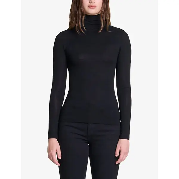 Maje Roll-neck Stretch-jersey Top