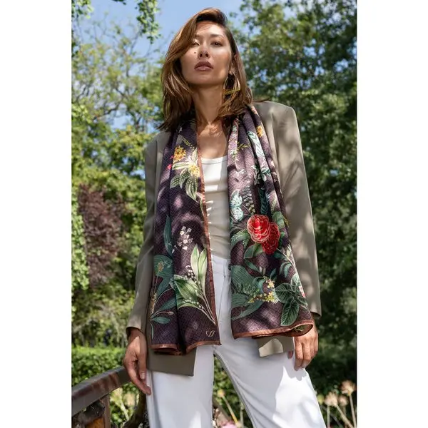 ELIZABETTA Saralong Silk Scarf For - Chocolate