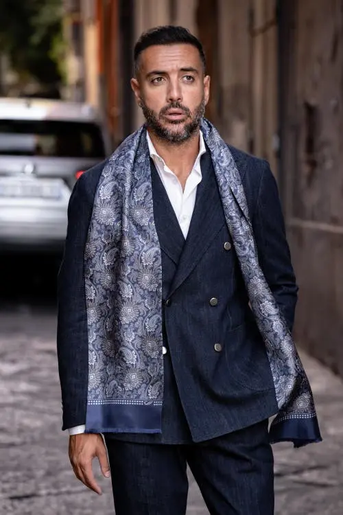 ELIZABETTA Pasquinosilk Scarf For - Navy