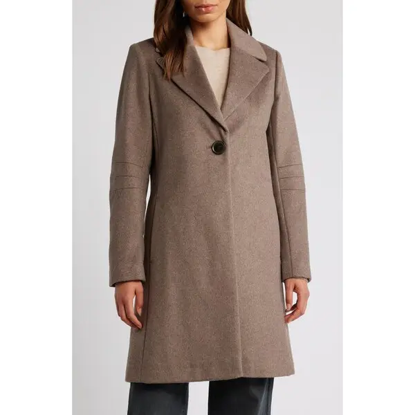 Via Spiga Single Breasted Wool Blend Coat - Portobello
