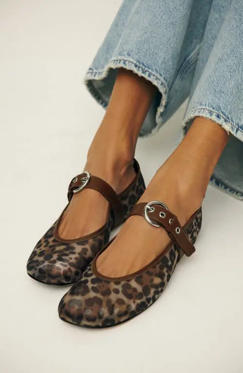 REFORMATION Bethany Ballet Flat - Leopard Mesh