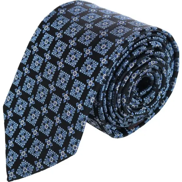 Trafalgar Azzimato Diamond Stately Silk Necktie - Navy Blue