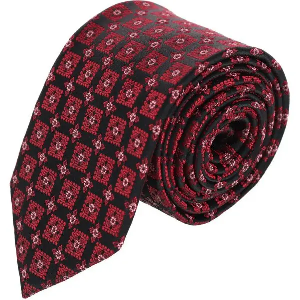 Trafalgar Azzimato Diamond Stately Silk Necktie - Red