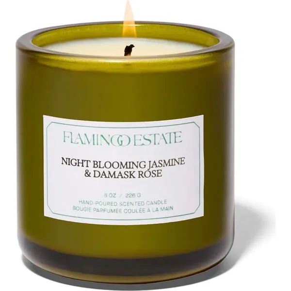 FLAMINGO ESTATE Night Blooming Jasmine & Damask Rose Candle - Green