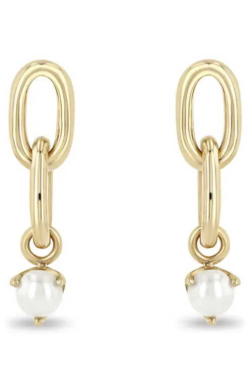 Zoe Chicco Cultured Pearl Drop Earrings - 14k Yellow Gold