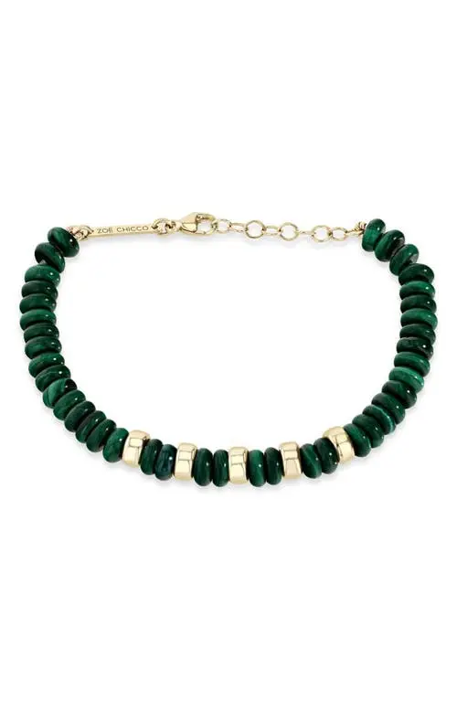 Zoe Chicco Malachite Beaded Bracelet - 14k Yellow Gold