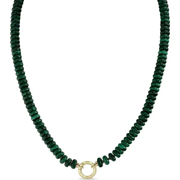 Zoe Chicco Beaded Malachite Pendant Necklace - 14k Yellow Gold