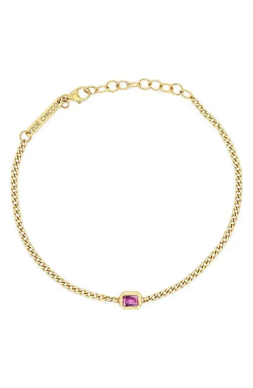 Zoe Chicco 14k Gold Pink Sapphire Pendant Bracelet - 14k Yellow Gold