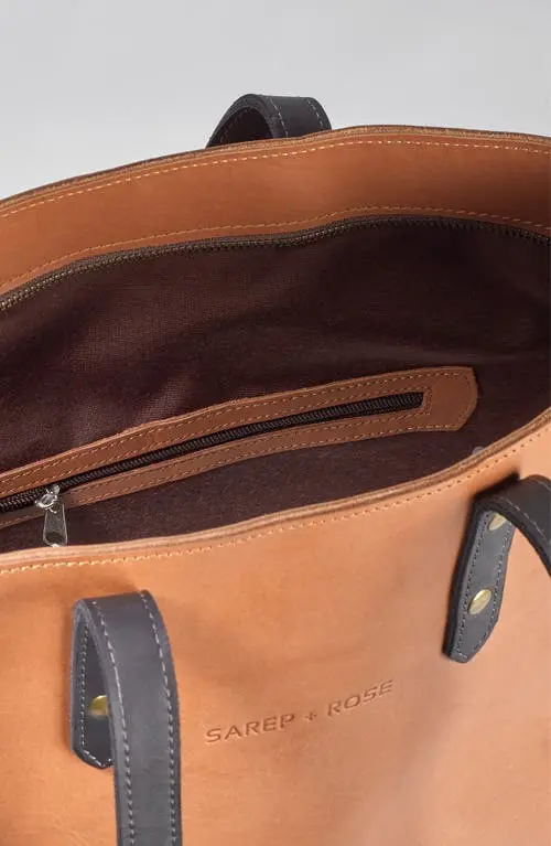 SAREP + ROSE Kenya Large Leather Zipped Tote Bag