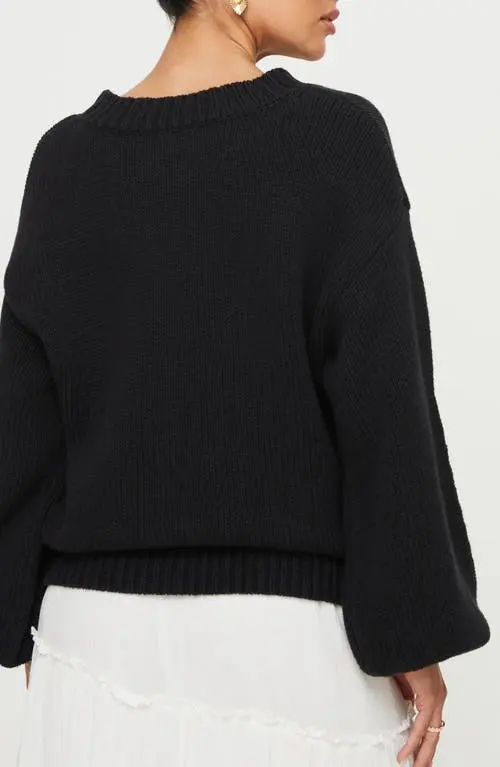Princess Polly Harmony Balloon Sleeve Sweater - Black