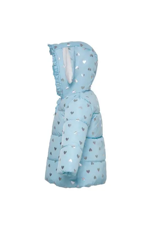 ROKKA&ROLLA Fleece Lined Bunny Puffer Jacket - Sky Blue
