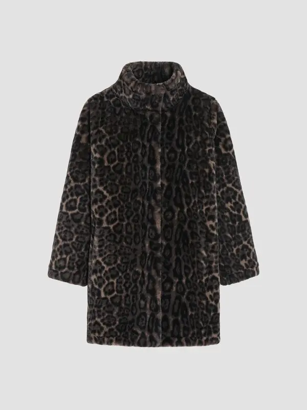 Apparis Blair Leopard Faux Fur Coat - Dark Leopard