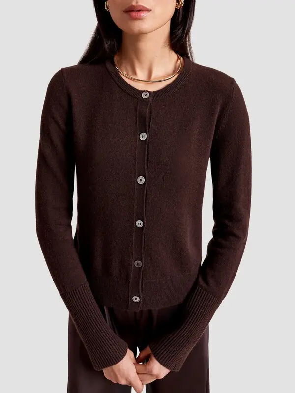 LA LIGNE Cashmere Cardigan - Chocolate