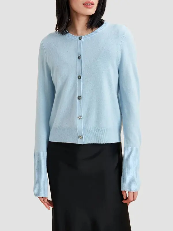 LA LIGNE Cashmere Cardigan - Light Blue