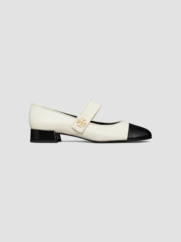 Tory Burch Cap-toe Mary Jane Ballet Flats - Cream Black