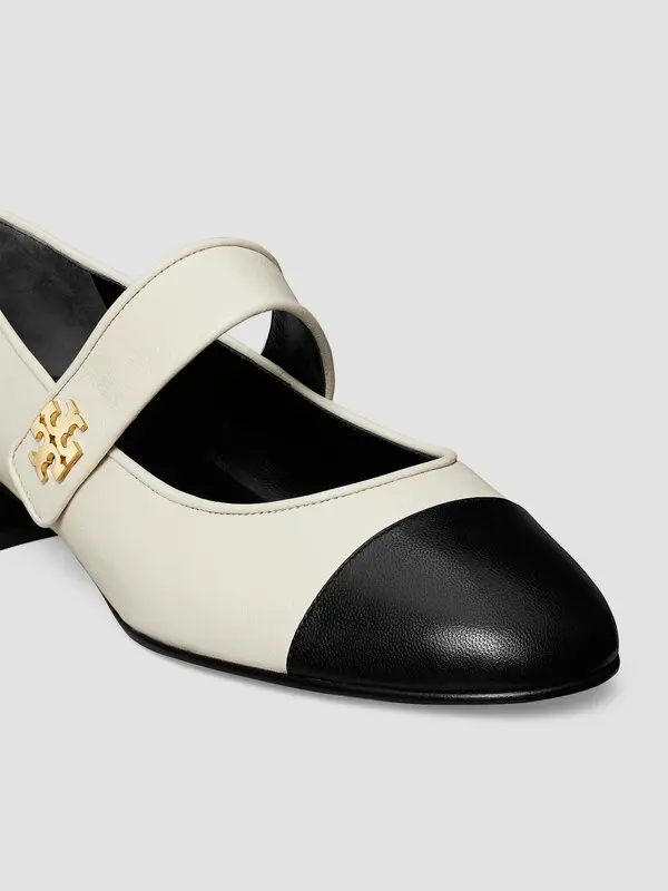 Tory Burch Cap-toe Mary Jane Ballet Flats - Cream Black