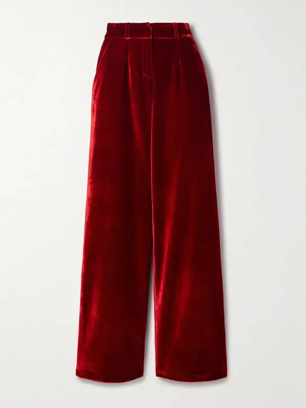 SERGIO HUDSON Pleated Velvet Wide-leg Pants