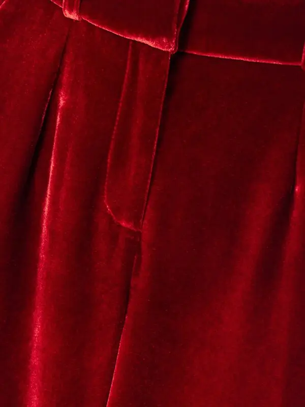 SERGIO HUDSON Pleated Velvet Wide-leg Pants