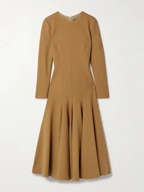 SERGIO HUDSON Paneled Pleated Woven Midi Dress