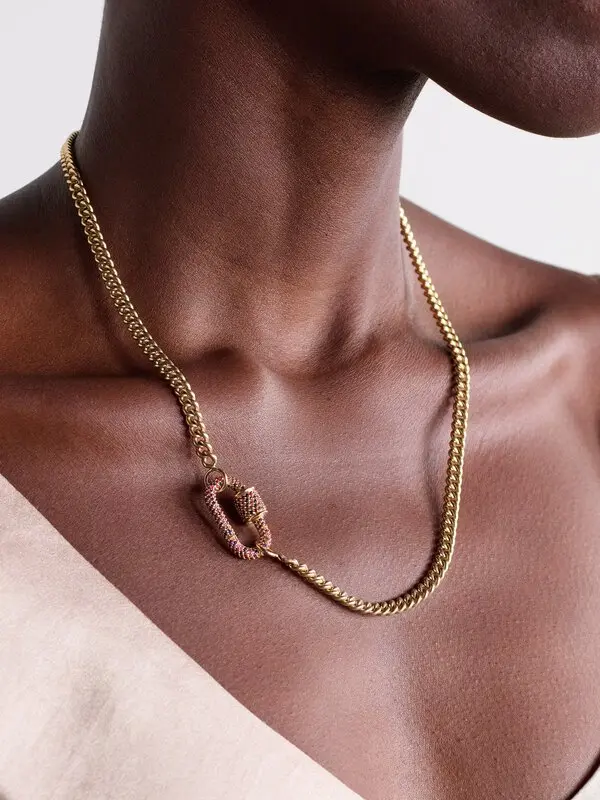 MARLA AARON Allstone Lock 14-karat Sapphire Necklace