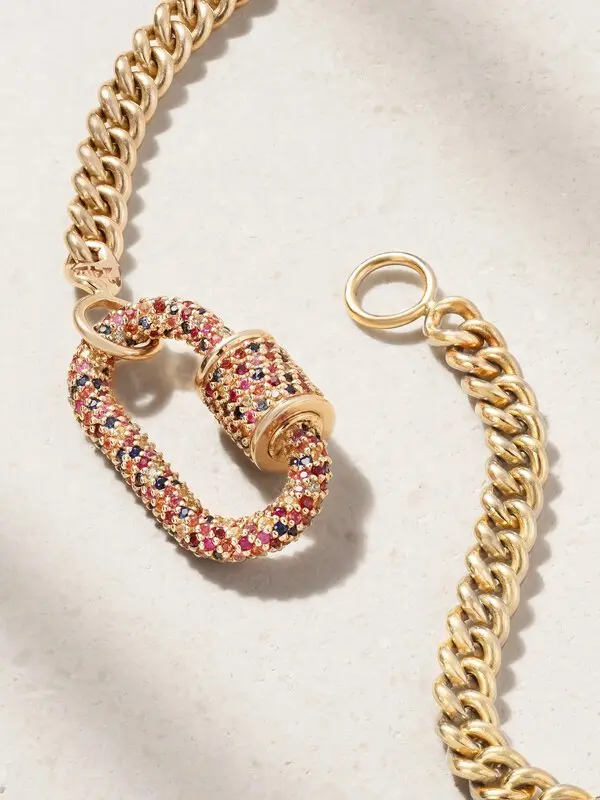 MARLA AARON Allstone Lock 14-karat Sapphire Necklace