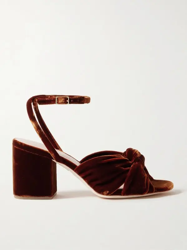 LOEFFLER RANDALL Fiamma Knotted Velvet Sandals - Brown