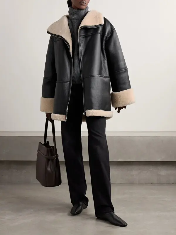 TOTEME Two-tone Shearling Jacket - Black