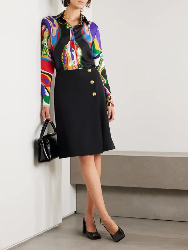 Emilio Pucci Embellished Cady Midi Wrap Skirt
