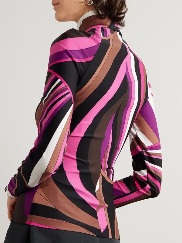 Emilio Pucci Printed Stretch-jersey Turtleneck Top