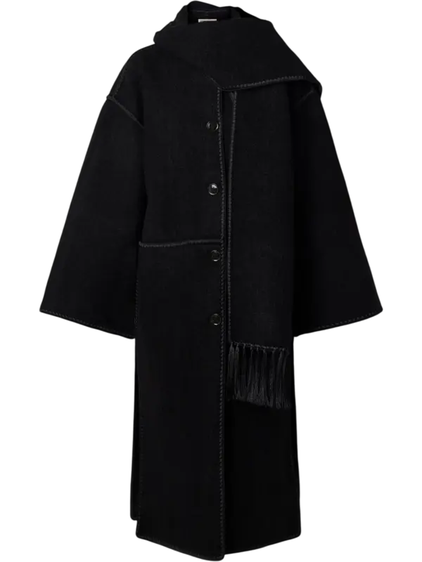 TOTEME Draped Fringed Wool-blend Bouclé Coat