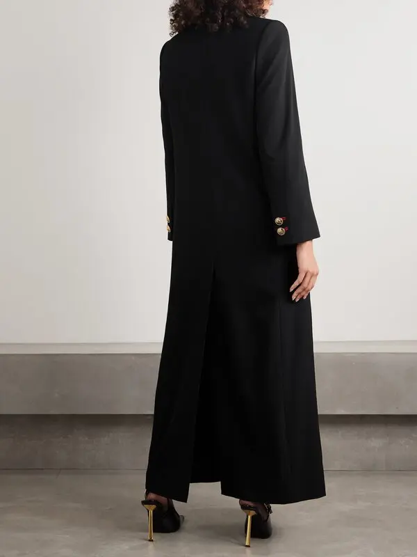 Black Wool Gabardine Long Uniform Coat
