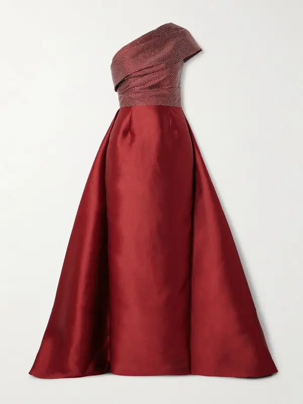 Solace London Alba One-shoulder Crystal-embellished Gown
