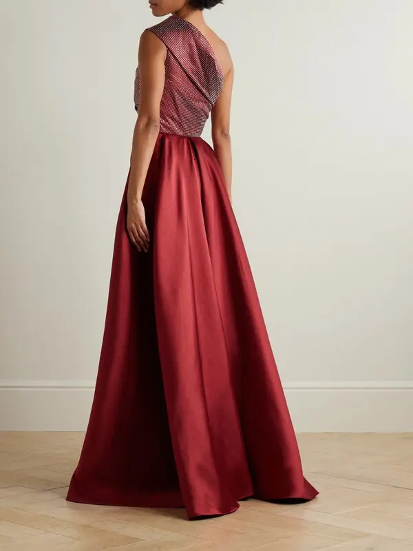 Solace London Alba One-shoulder Crystal-embellished Gown