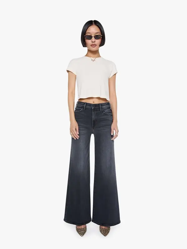 MOTHER Petites The Lil Hustler Roller Sneak Jeans - Black