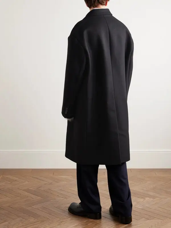 Marni Oversized Logo-embroidered Virgin Wool-felt Coat - Black