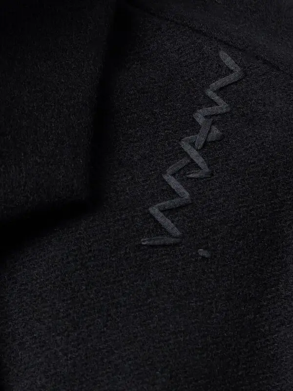 Marni Oversized Logo-embroidered Virgin Wool-felt Coat - Black