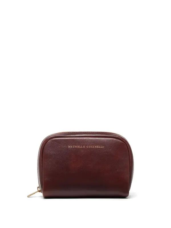 Brunello Cucinelli Leather Wash Bag - Brown