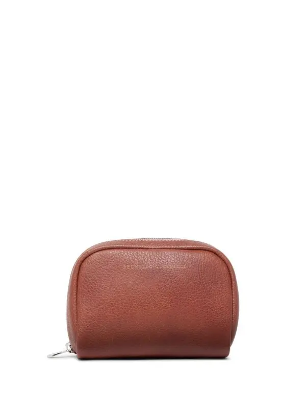 Brunello Cucinelli Leather Wash Bag - Brown