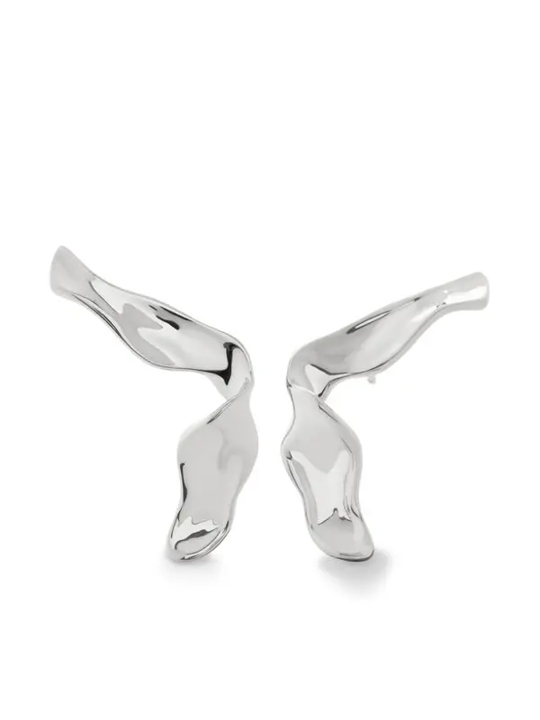 Monica Vinader The Wave Asymmetric Stud Earrings - Silver