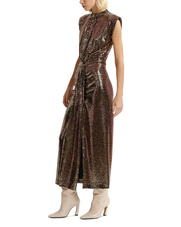 Essentiel Antwerp Dot Midi Dress In Gold - 30% Off | Editorialist